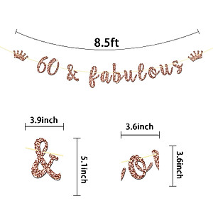 Rose Gold 60 Fabulous Banner, 60th Birthday Party Decor, Funny 60 Years Old Birthday Banner, 60th Birthday Party Decorations