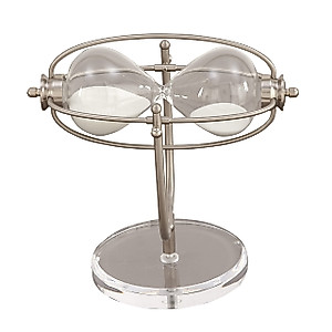 Deco 79 Glam Glass Timer, Acrylic Hourglass Sand Timer with Swiveling Iron Cage, 6" L x 6" W x 12" H, Silver