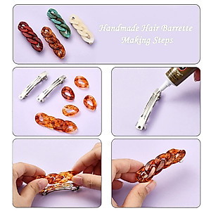 100Pcs Iron Blank French Barrette Hair Clip 4 Sizes 39/51/59/78mm Long Platinum for DIY Hair Accessories Making