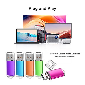 K&ZZ 5 Pack 64GB Flash Drive 64 GB USB Flash Drives USB 2.0 Thumb Drive Gig Zip Drive Stick 64G Flash Memory Stick Jump Drives for PC Laptop, Multicolored