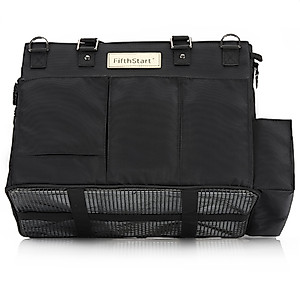 FifthStart Wearable Cleaning Caddy, A Cleaning Supplies Organizer With 4 Corner Shoulder Strap & Removable Waist Strap. Professional Cleaning Caddy Organizer With Handle: (Black, X-Large)