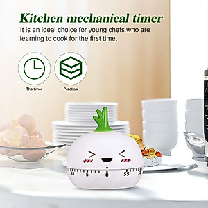 Luxshiny Cartoon Plastic Timer Cute Onion Kitchen Time Reminder Mechanical Wind up Manual Timer Rotating Timer for Children Cooking Baking Boiling Egg