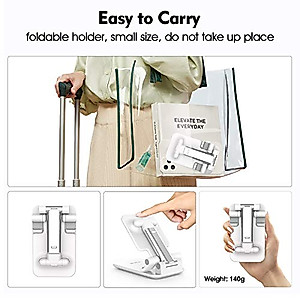 Cell Phone Stand, Licheers Foldable Phone Holder, Angle Height Adjustable Phone Stand for Desk, Compatible with iPhone 13/12/11 Pro Max, Samsung Galaxy S10/9/8/7 S21 Ultra (White-LC352)