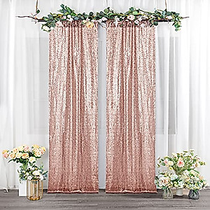 BEDDEB Rose Gold Sequin Backdrop Curtain, 2PCS 2FTx8FT Glitter Backdrop Curtain for Christmas, Birthday, Wedding, Party Decoration