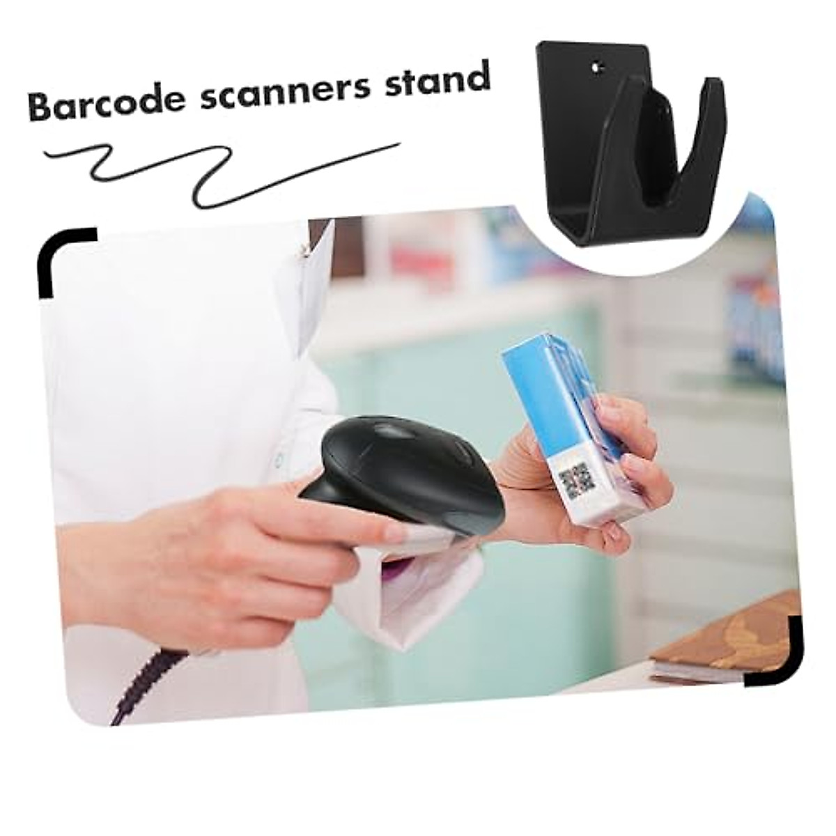 SEWACC 1 Set Scanner Bracket Barcode Scanner Barcode Reader Rack Bracket for Ring Scanners Stand Holder Scan Holder Handheld Scanner Holder Wall Mount Scanner Accessories Black Plastic