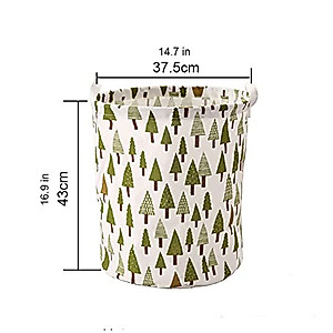 Laundry baskets,bedroom hamper,kitchen organization,Waterproof Round Cotton Linen Collapsible storage basket (Christmas tree)