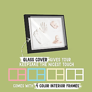 Newborn Baby Keepsake Set Bundle - Baby First 5 Years Memory Book & Baby Handprint Footprint Keepsake Photo Frame - Baby Nursery Art Kit and Journal For Baby Boys & Girls