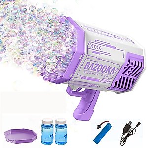 Bubble Gun Bubble Machine Gun 69 Holes Automatic Bubbles Machine for Kids Adults Outdoor Toys Gift for Birthday Wedding Party Bubble Blaster for Indoor Bubble Blower Toddlers - Purple Bubble Makers