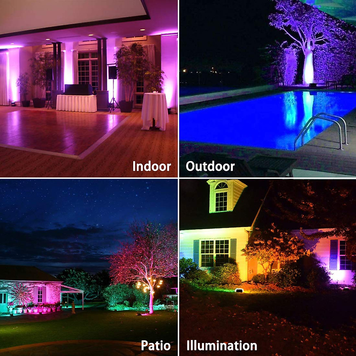 MELPO Led Flood Light Outdoor, 50W RGB Color Changing Landscape Lighting with Remote, Timing - 12 Colors - 4 Modes, IP66 Waterproof, US 3-Plug, (Pack of 2)