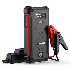 Acmount P100 Car Jump Starter, 3000A Peak Lithium Jump Starter Battery Pack for Up to 10.0L Gas or 8.0L Diesel Engine, Safe 12V Portable Battery Starter Power Pack with LED Screen & LED Light