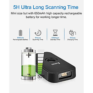 Eyoyo Mini 1D Bluetooth Barcode Scanner with Case, 3-in-1 Bluetooth & USB Wired & 2.4G Wireless Barcode Reader Portable Bar Code Scanning Work with Windows, Android, iOS, Tablets or Computers(Black)