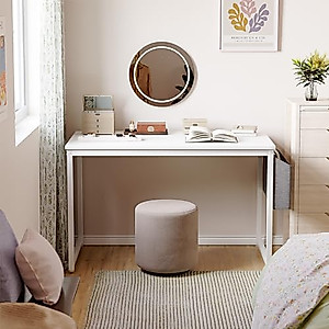 Cubiker Computer Desk 55 inch Home Office Writing Study Desk, Modern Simple Style Laptop Table with Storage Bag, White