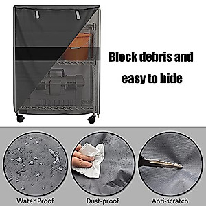 MOLLYAIR Utility Racks Cover,Shelf Cover,Wire Rack Cover Storage Rack Cover Used to Cover Sundries (36x18x72 inch, grey and black)