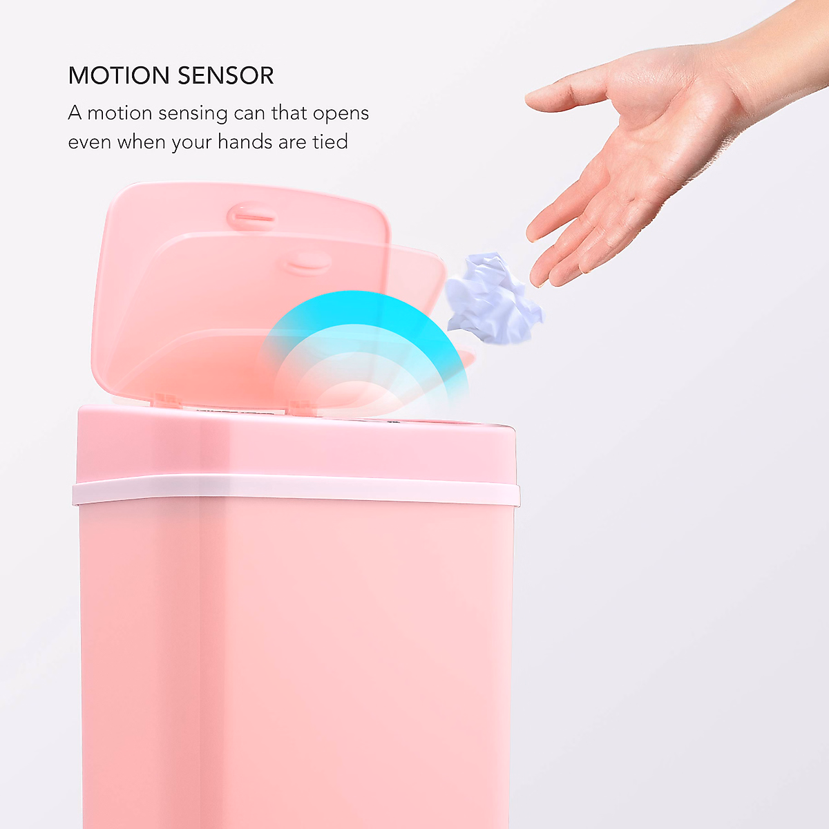 Ninestars DZT-12-5PK Bedroom or Bathroom Automatic Touchless Infrared Motion Sensor Trash Can, ABS Plastic (Rectangular, Pink) Trashcan, 3 Gal 1 Count (Pack of 1)