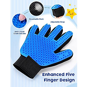 RIFNEEIM Pet Grooming Glove Brush, Cat Deshedding Glove with Double Sided Shedding and Dematting Rake Comb, Efficient Pet Hair Remover Massage Tool with Enhanced Five Finger Design for Cat Dog