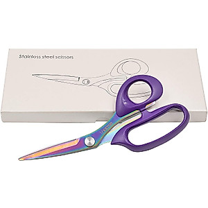 Ketuo Extra Sharp Sewing Scissors Heavy Duty Titanium Coating Forged Stainless Steel Multi-Purpose Shears for Fabric Leather, Dressmaking, Tailoring, Quilting, Home & Office, Art & School (8 Inch)