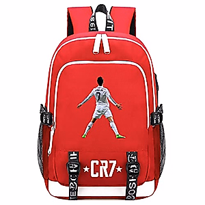 KBIKO-zxl Boys Cristiano Ronaldo Backpack-Durable School Bookbag Lightweight Laptop Knapsack with USB Charging Port