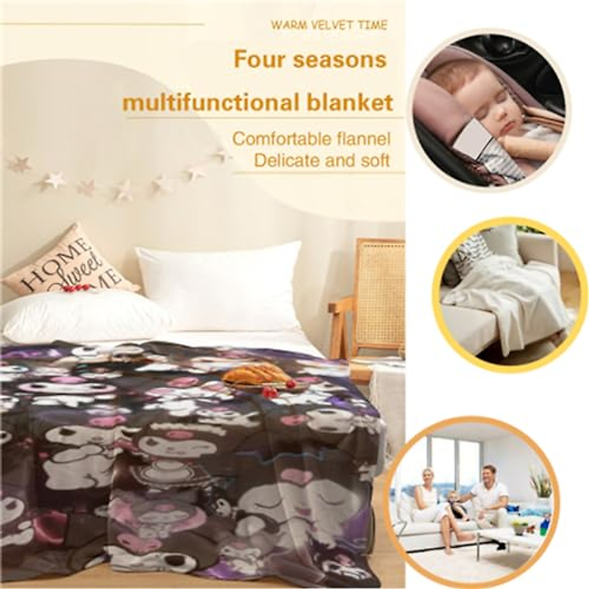 Kawaii Super Soft Blanket Cute Blanket All Season Flannel Fleece Blanket for Kids Adult Sofa Bedding 40"x 50"