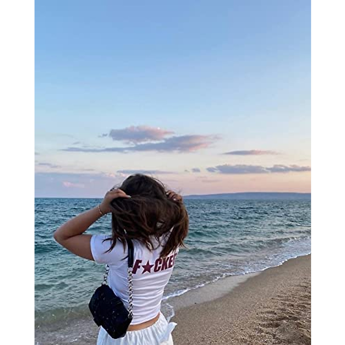 Womens Girls Y2k Vintage Star Graphic Print Crop Tops Kawaii Fairy Grunge Baby Tees Shirt Aesthetic Harajuku Steetwear (Star-Letter White, Small)