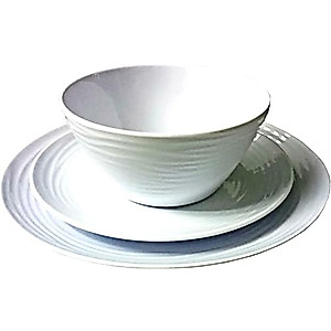 Parhoma White Melamine Plastic Home Dinnerware Set, 12-Piece Service for 4