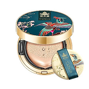 CATKIN BB Cream Air Cushion Foundation Full Coverage Moisturizing Concealer Natural Makeup With Free Refill Ivory Beige 0.46 Ounce