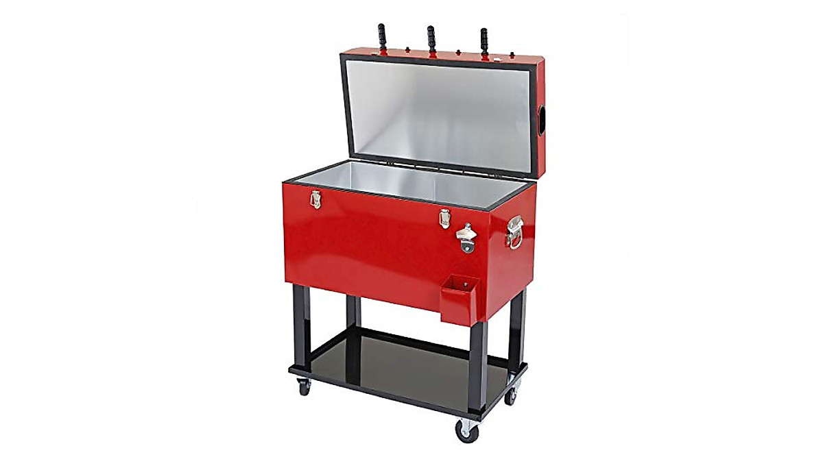 Clevr 68 Quart Red Cooler with Foosball Table
