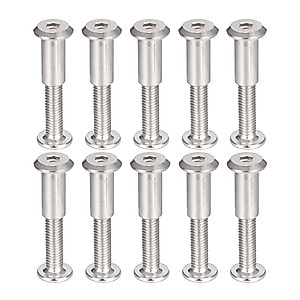 uxcell Screw Post Fit for 5/16"(8mm) Hole Dia, Male M6x30mm Belt Buckle Binding Bolts Leather Fastener Carbon Steel 10 Sets