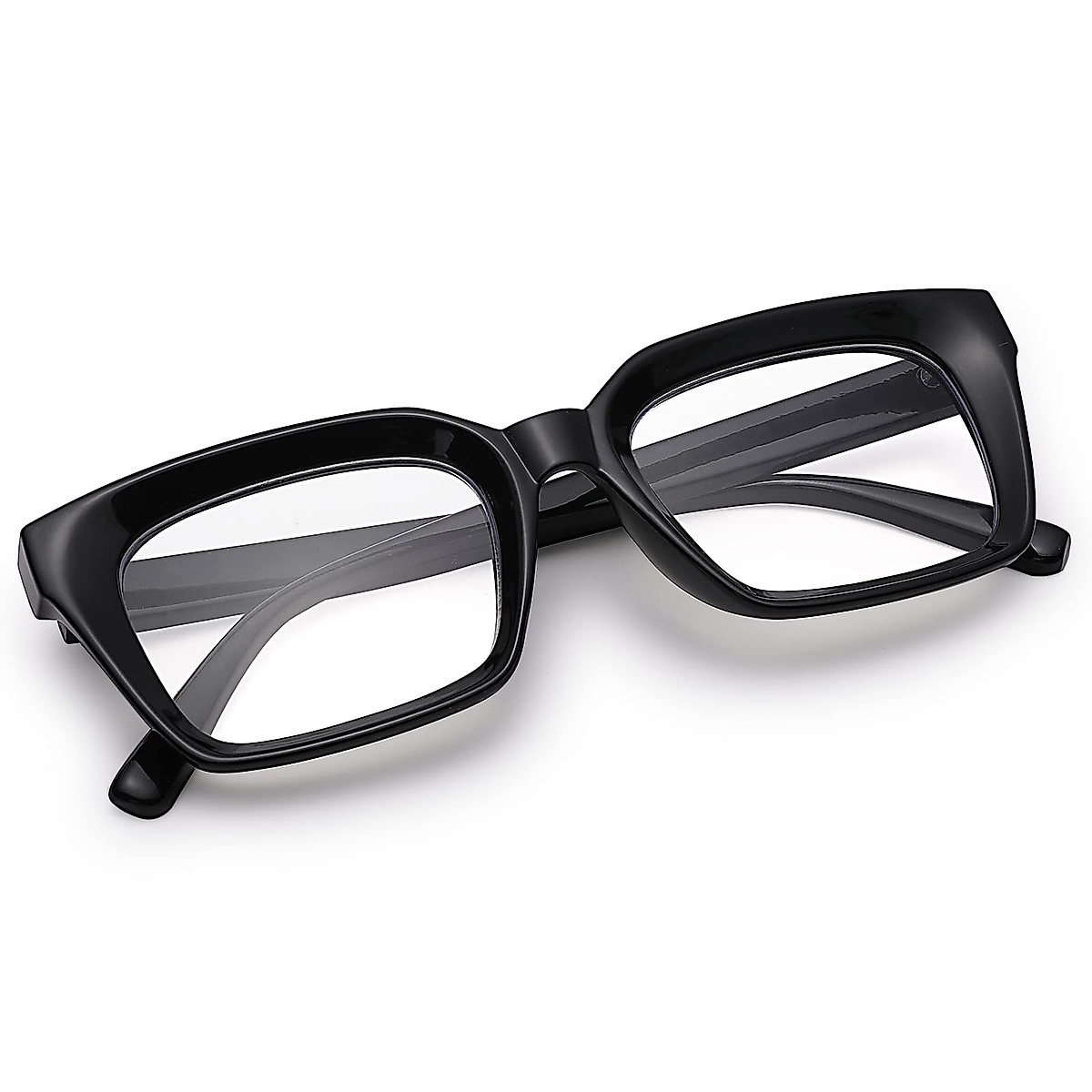 COASION Blue Light Blocking Eyeglasses Classic Thick Square Rim Frame Eyewear for Women Men (Bright Black)