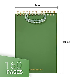 Yoment Top Spiral Notebooks,Top Bound Notebooks Lined 6"x 9",College Ruled Waterproof Cover Notepad,80 sheets(160 Pages),Durable Meeting Notebook for School and Office Business,Green