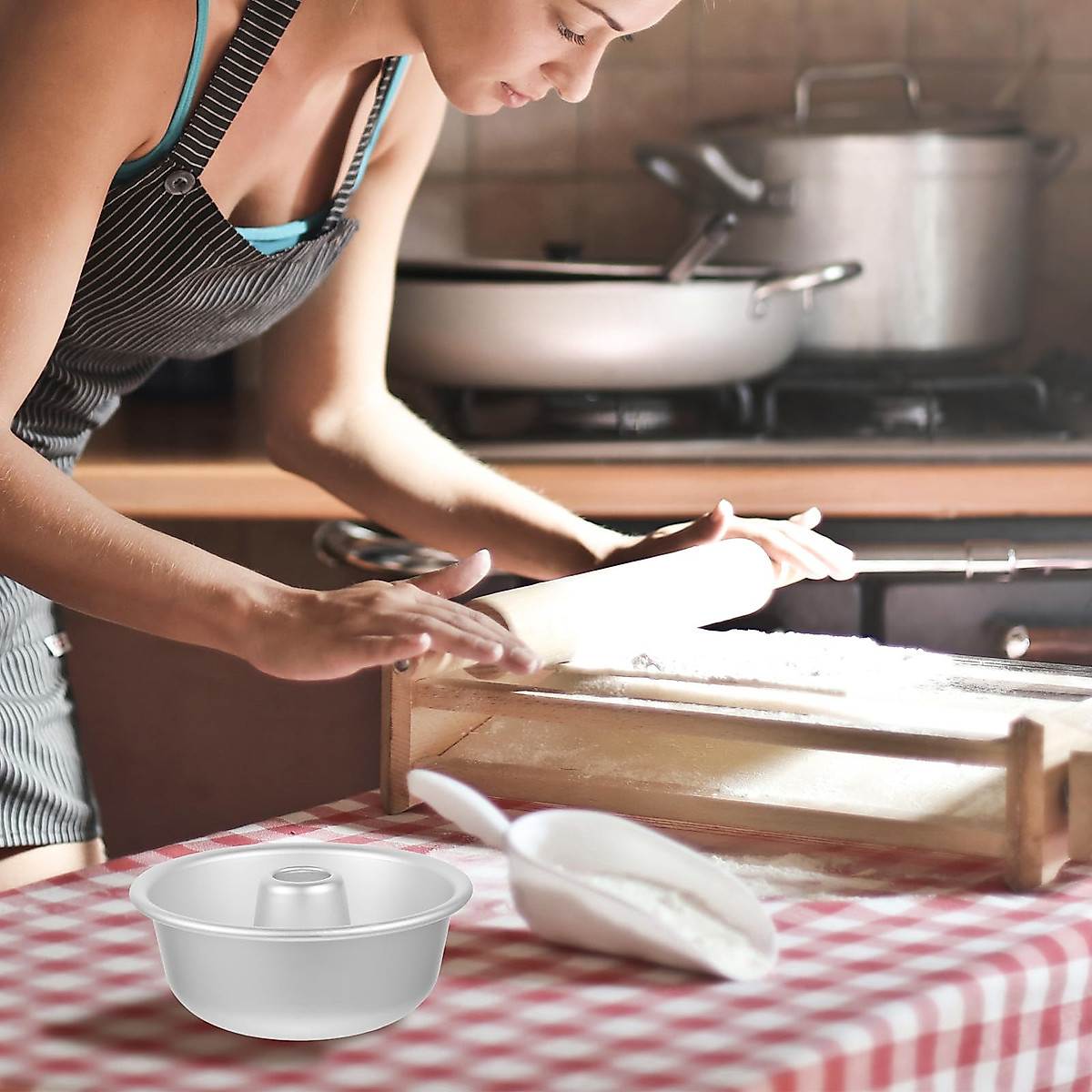 ifundom Cake Pan Nonstick Bakeware Food Cake Pan Home Baking Cake Pans Round Cake Pans Aluminum Alloy Cake Pan Set for Home Party