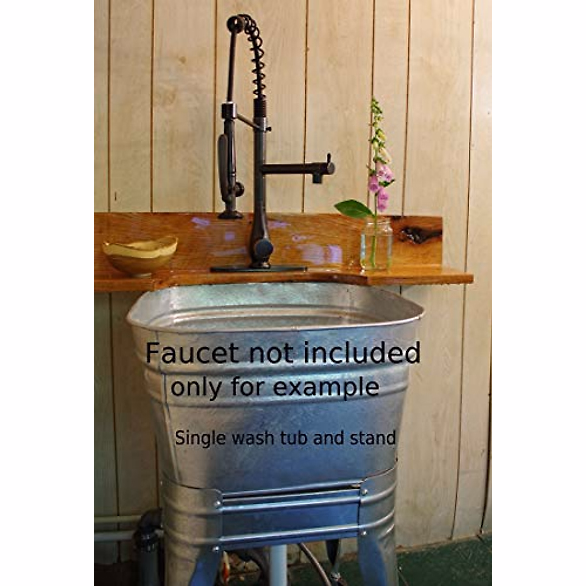 Square Wash Tub with standard 1-1/2" tailpiece Kitchen Sink Basket Drain Strainer (Double tub with standard 1-1/2" tailpiece drain and stand)