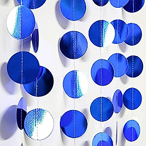 Decor365 Bling Royal Blue Circle Dots Garland Paper Hanging Polk Dot Streamer Party Decoration Bunting Banner Backdrop for Birthday/Wedding/Baby Shower/Graduation/Bridal Shower Party Supplies