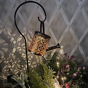 carduran Solar Garden Decor Led Art Lamp Watering Can Lights Garden Lawn Lamp Waterproof Durable LED Stars Shower Garden Art Light Decoration for Home A