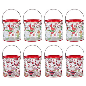 Cabilock 8pcs Portable Cylinder Airtight Cookie Container Candy Containers for Cookie Containers for Giving Christmas Empty Tin Holiday Cookie Box Metal Christmas Jar Seal