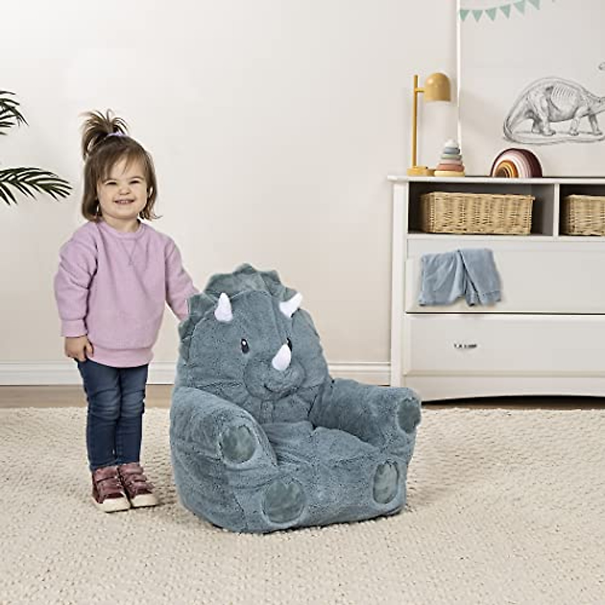Cuddo Buddies Dinosaur Toddler Chair Plush Character Kids Chair Comfy Pillow Chair for Boys and Girls, 19 in x 20 in x 16 in