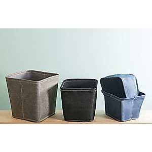 DII Variegated Trapezoid Storage Bin, Zig Zag Stitch, Gray, Small