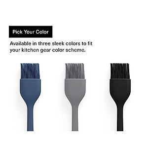 Metal Oxygen Silicone Kitchen Brush Basting - Silicone Cooking Brush - Butter, Sauce & Oil Brush for Cooking - Nylon, Silicone - 3.5 Ounces, Gray