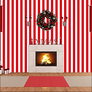 100Ft Long Tablecloth Roll Red and White Striped Tablecloth Carnival Circus Tent Party Supplies Christmas Plastic Picnic Table Cover for Birthday Halloween Party Circus Backdrop Banner Decoration