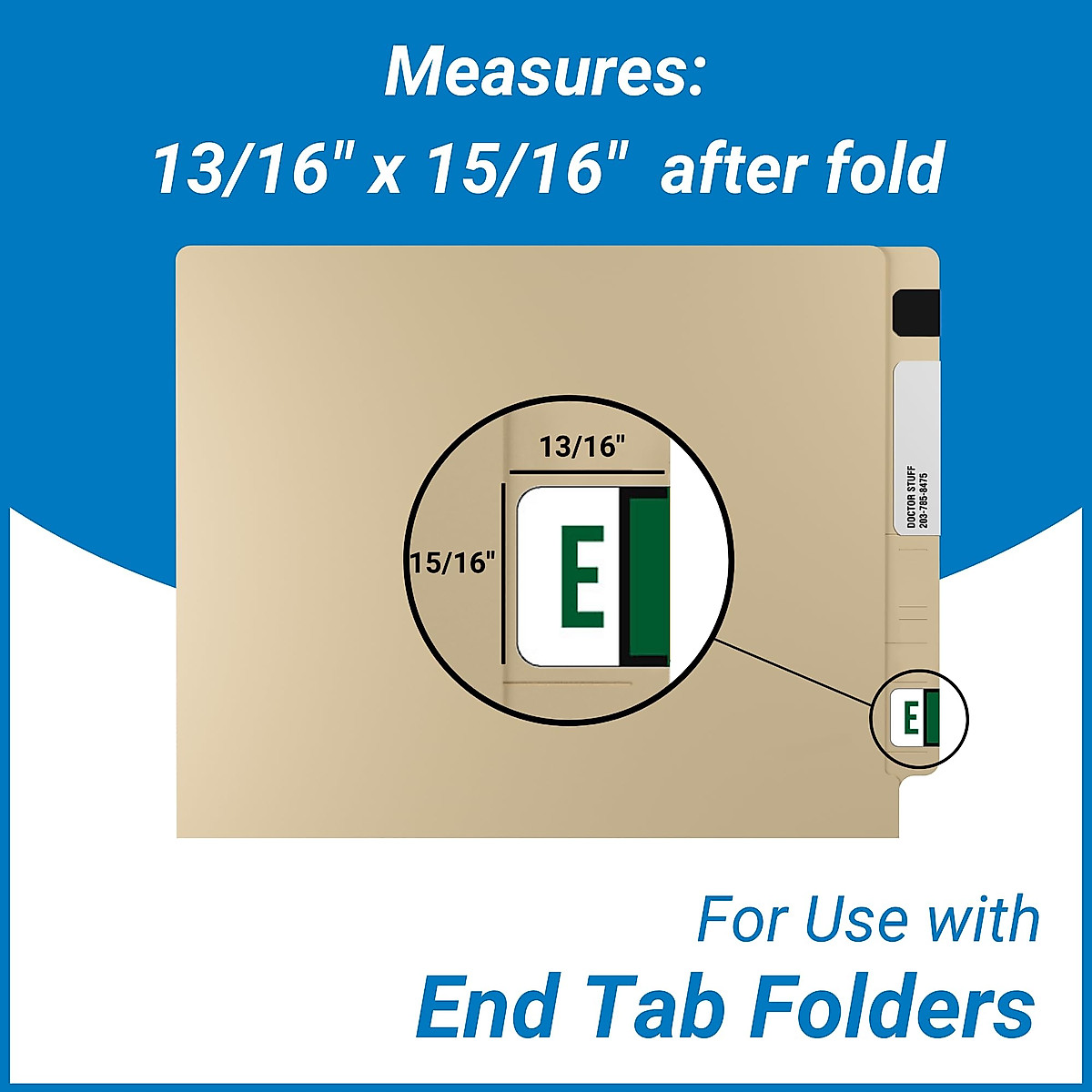 Doctor Stuff - File Folder Labels, Alphabet Letter E, Jeter/TAB 5100 - JRAM Series Compatible Alpha Stickers, Dark Green, 15/16" x 1-5/8", 500/Roll