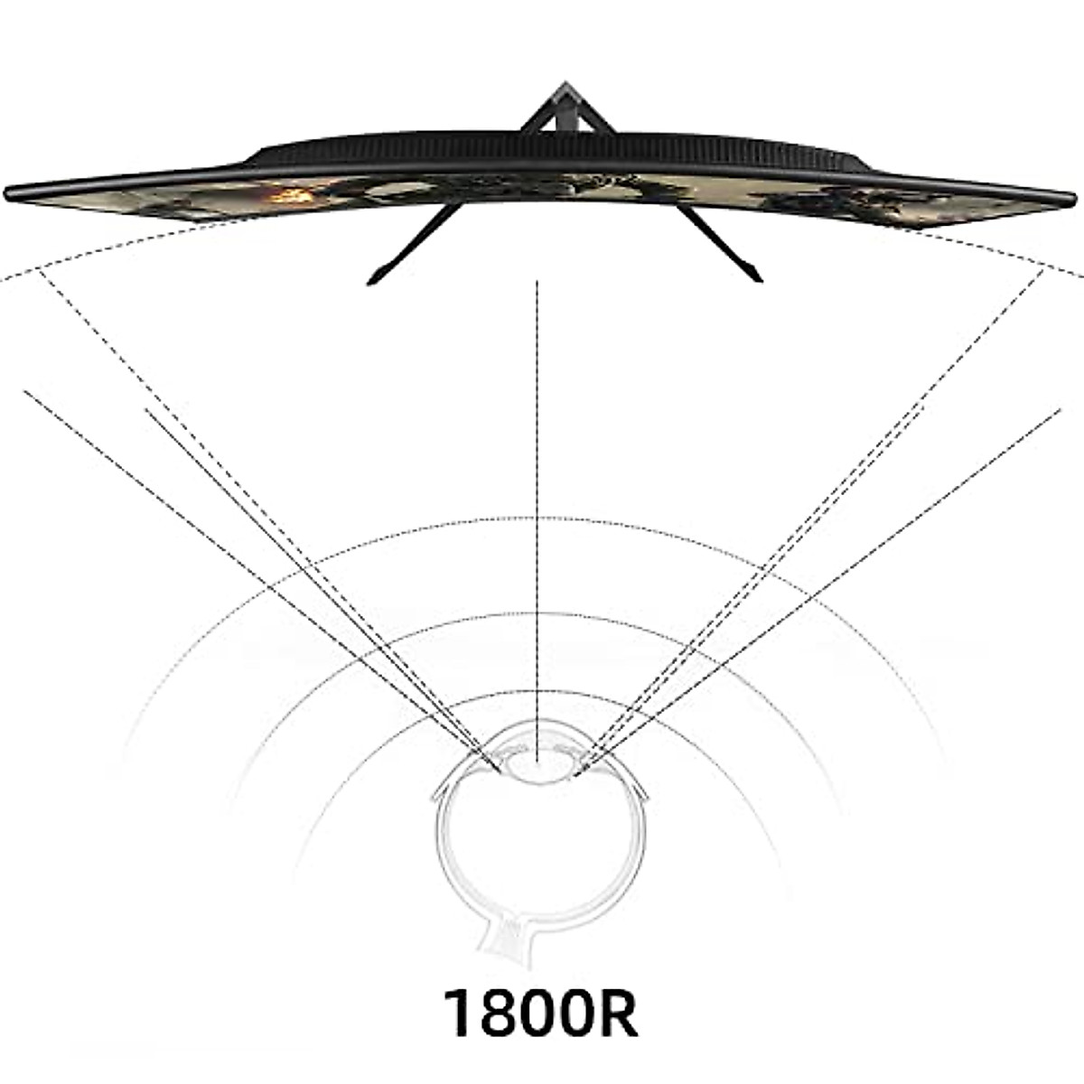 Prechen 24" Curved Frameless Gaming Monitor, 1800R, VA, FHD 1920x1080, 165Hz (144Hz Supported), AMD FreeSync Premium, 3000:1 Contrast Ratio, 2ms, VESA Mountable, HDMI, USB, DisplayPort, Black