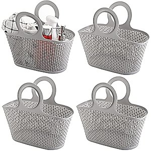 Lawei 4 Pack Shower Caddy Baskets with Handle - Bathroom Shower Tote Basket, Shower Caddy Bins Organizer for Holds Shampoo, Conditioner, Soap, Cosmetics, Beauty Products