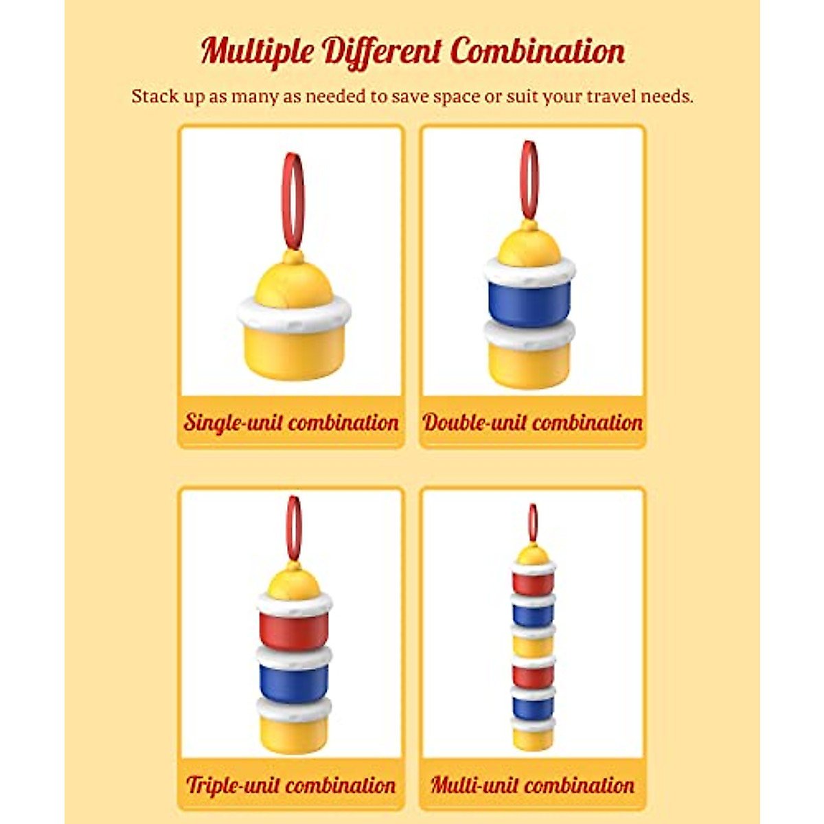 PandaEar Baby Formula Dispensers on The go for Travel| Stackable Portable Baby Formula Storage Container| Travel Formula Holder for Diaper Bag| Baby Powder Dispenser, 3 Layers 2 Pack