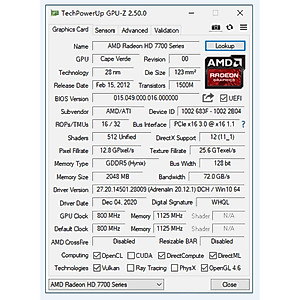 QTHREE Radeon HD 7750 Graphics Card,2GB,GDDR5,128 Bit,2X DisplayPort,Video Card for PC Gaming,Computer GPU,PCI Express x16,Low Profile