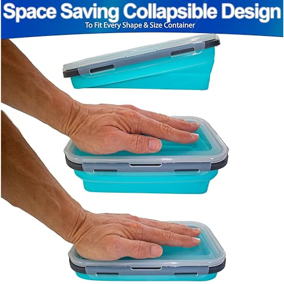 Collapsible Stackable Food Storage Containers 4pc- Silicone, Portable, Leak Proof, Airtight Lunch Boxes with Durable and Space-Saving Design for Meal Prep, Freezer, Pantry, and Bento Use (green, 8)