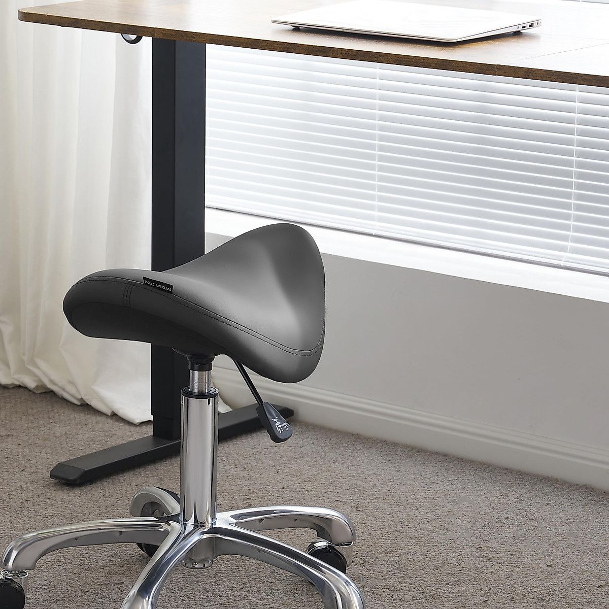 DR.LOMILOMI Pneumatic Swivel Rolling Stool 506 for Hygienic Clinic Spa Massage Home and Office