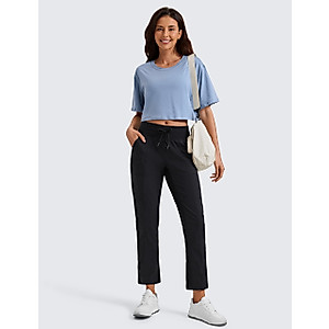 CRZ YOGA Womens Casual 7/8 Pants 27" - Lightweight Workout Outdoor Athletic Track Travel Lounge Joggers Pockets Black X-Small