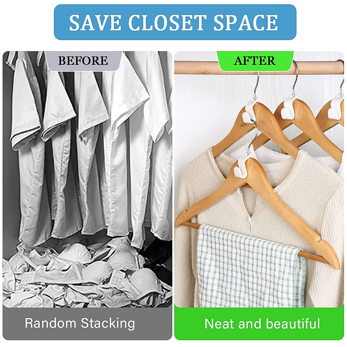 100Pcs Clothes Hanger Connector Hooks,Super Space Saving for Closet Heavy Duty Cascading Hanger Extender Hooks Plastic Closet Hanger Organizer 4 Color