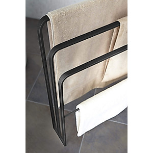 Yamazaki 4980 TOWER Handtuchhalter mit 3 Ebenen, schwarz, Stahl, Minimalistisches Design