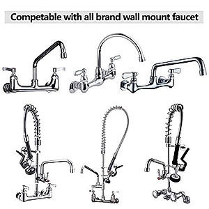 Wall Mount Faucet Installation Kit COOLWEST 1/2 IPS to 1/2" Male Backsplash Mounting Kit Connector Adapter Set for Commercial Kitchen Prep & Utility Sink