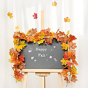 Dolicer 2 Packs 12Ft Fall Garland Maple Leaf, Fall Foliage Garland, Artificial Fall Hanging Garland Vine with Special Pumpkin Sign for Thanksgiving Door Fireplace Party Home Decor